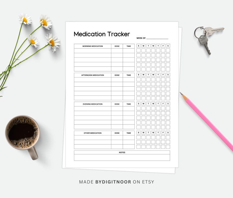 Weekly Medication Tracker Printable: Medication Log (PDF & Canva) - Etsy