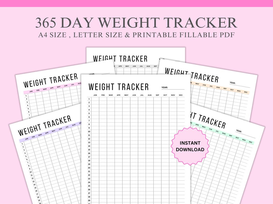 365 Day Weight Tracker Printable.daily Weight Tracker. Daily Fitness ...