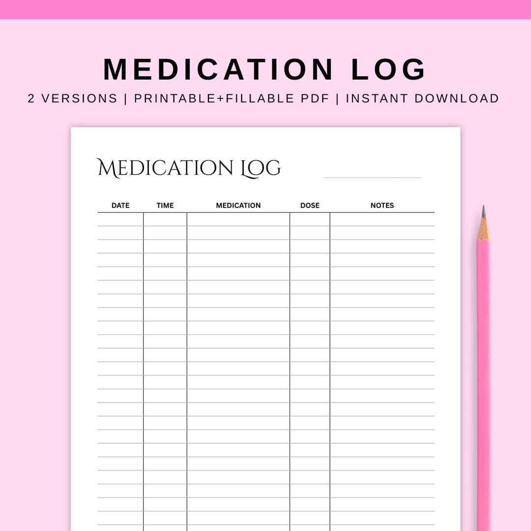 Medication Log Printable. Medication Log. Printable Medicine Log for ...