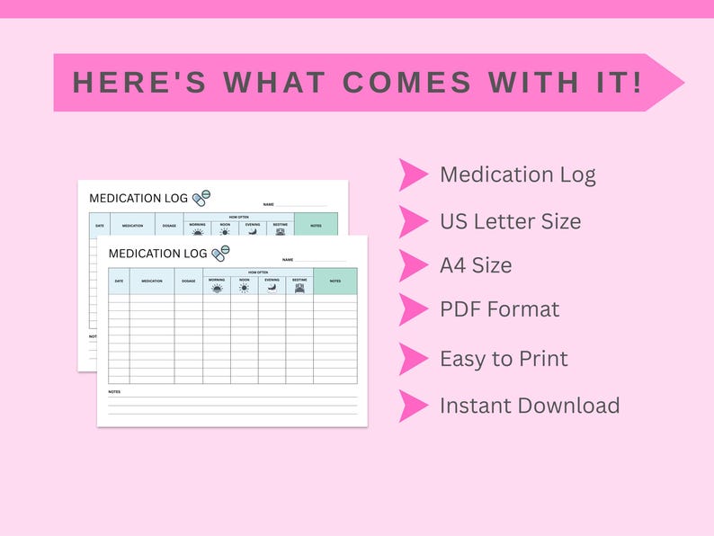 Medication Tracker. Medication Chart. Medication Log. Supplements ...