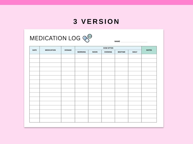 Medication Tracker. Medication Chart. Medication Log. Supplements ...