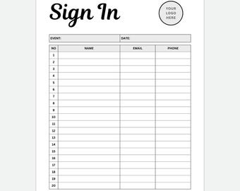 Party Sign in Sheet, Party List, Party Sheet, Welcome to the Party ...