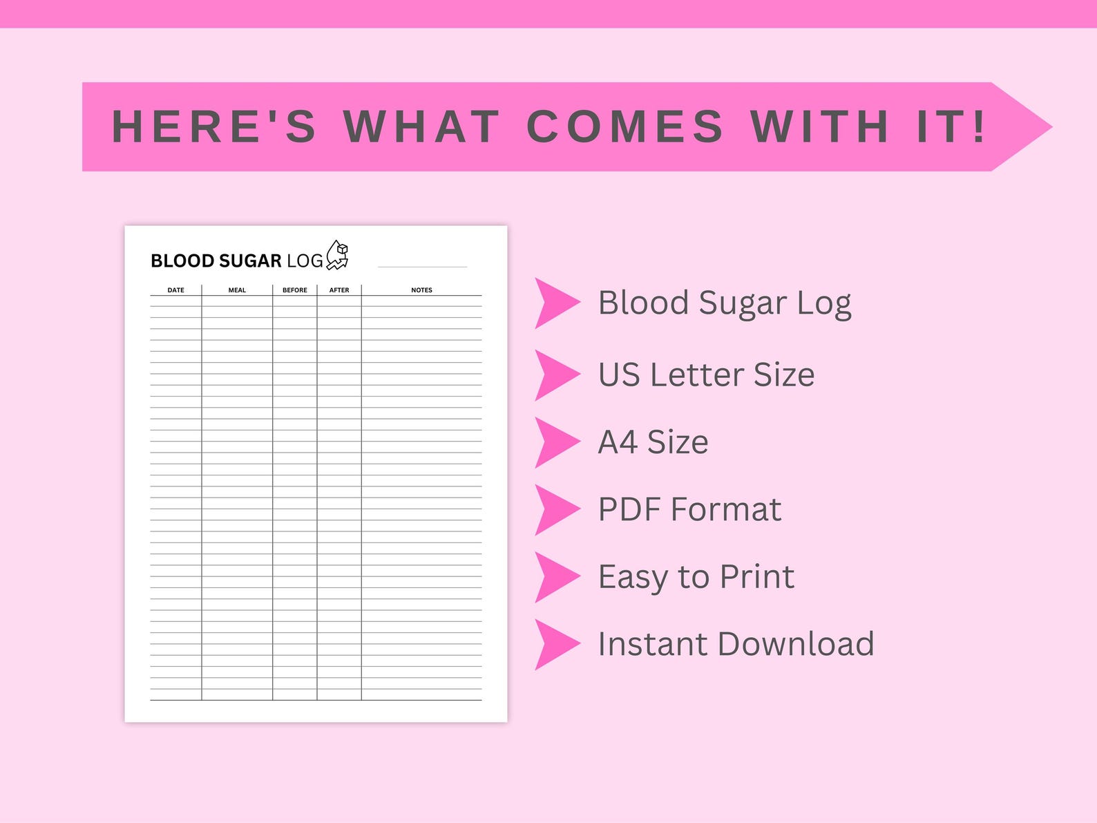 Blood Sugar Log Printable. Blood Glucose Tracker Instant Download ...