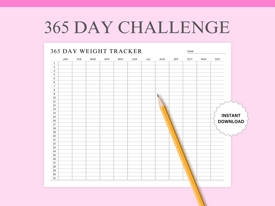 365 Day Weight Tracker & Fillable. Daily Fitness Tracker. Weight Loss ...