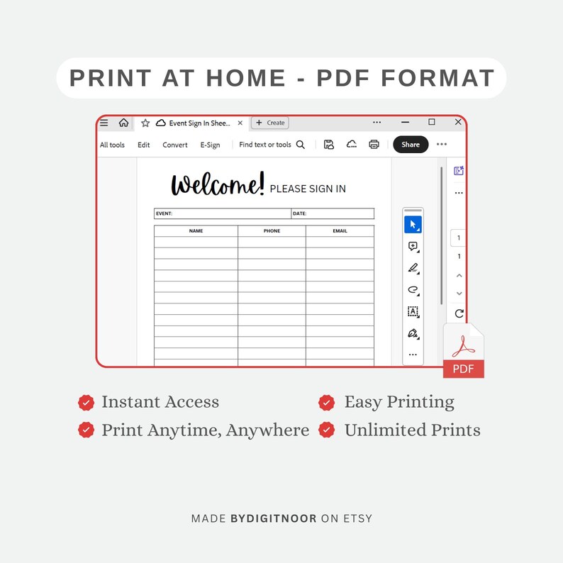 Event Sign in Sheet Template: Open House, Meeting, Realtors (PDF ...