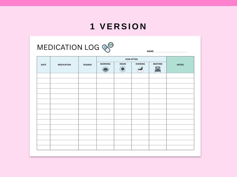 Medication Tracker. Medication Chart. Medication Log. Supplements ...