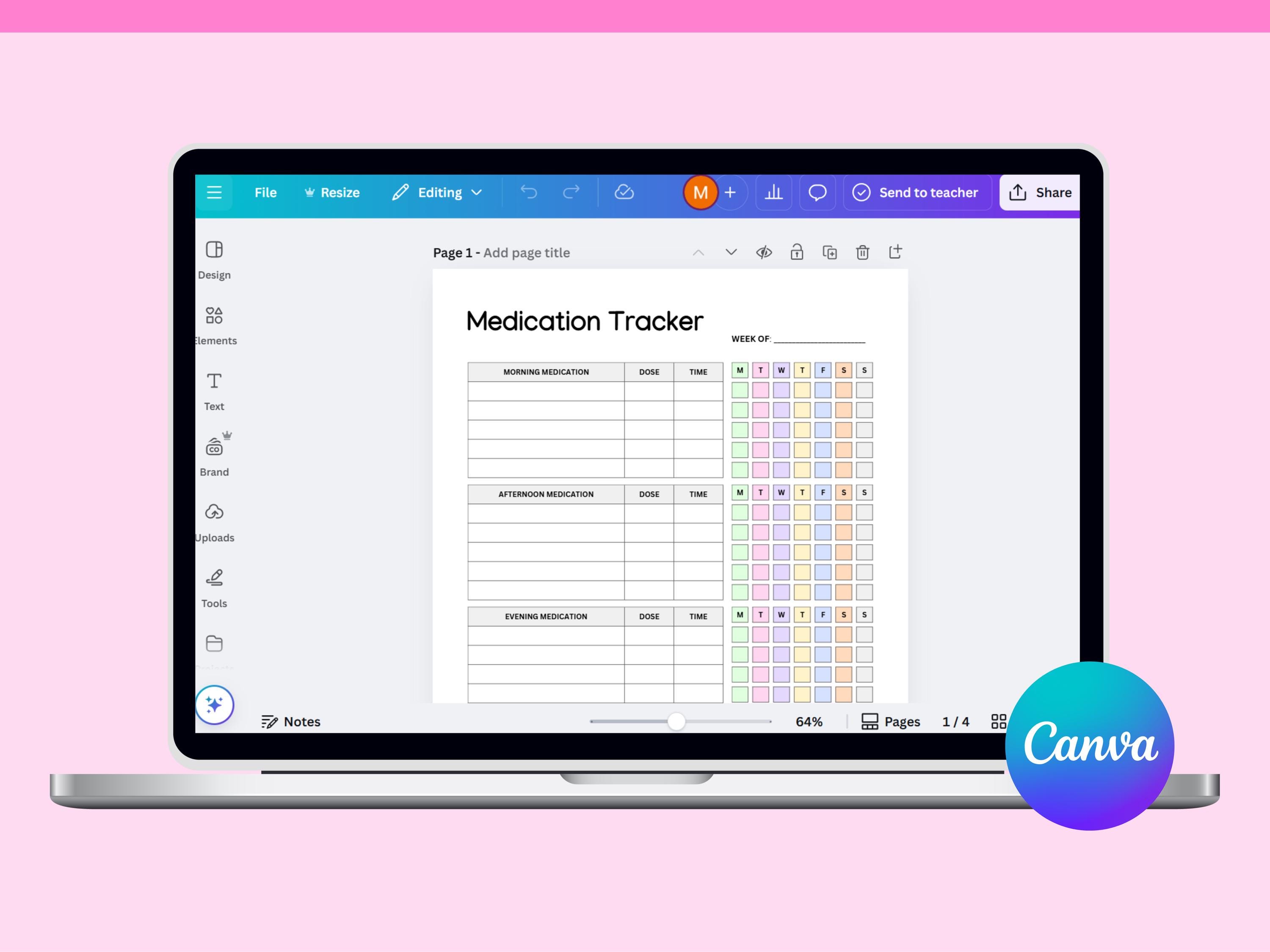 Daily Medication Tracker Printable. Medication Log. Weekly Medication ...