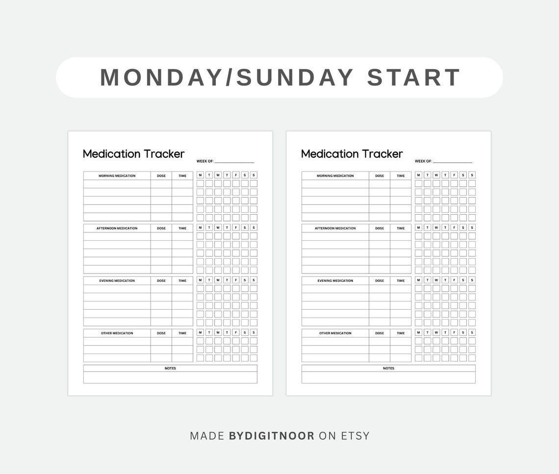 Weekly Medication Tracker Printable: Medication Log (PDF & Canva) - Etsy
