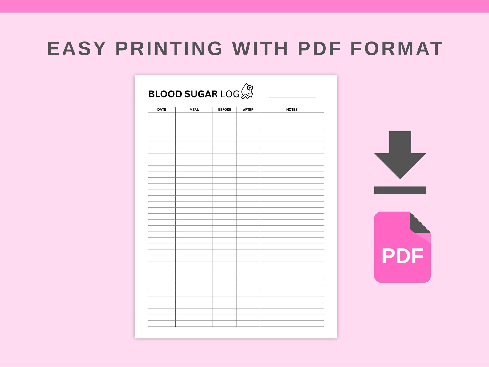 Blood Sugar Log Printable. Blood Glucose Tracker Instant Download ...