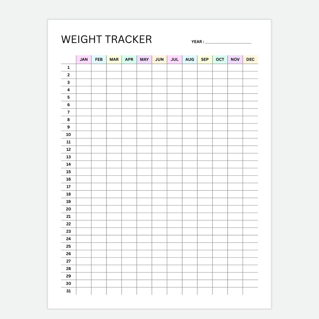 365 Day Weight Loss Tracker Printable: Fillable Weight Log (PDF ...