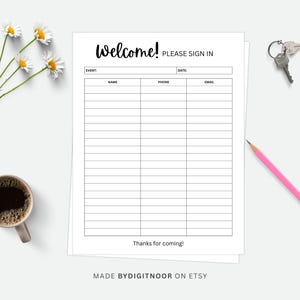 Event Sign in Sheet Template: Open House, Meeting, Realtors (PDF ...