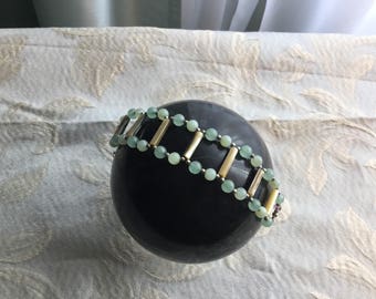 Colored Ladder Link Bracelet Dark Green/champagne Gemstones Birthstone ...