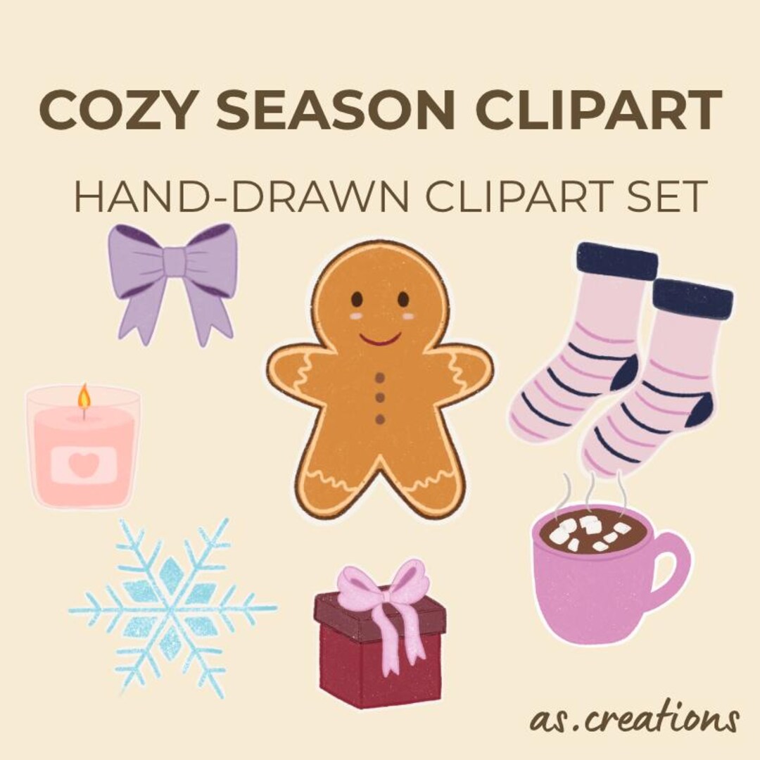 Cozy Cocoa Clipart Set | Hand-drawn Hot Chocolate, Cookies & Candles ...