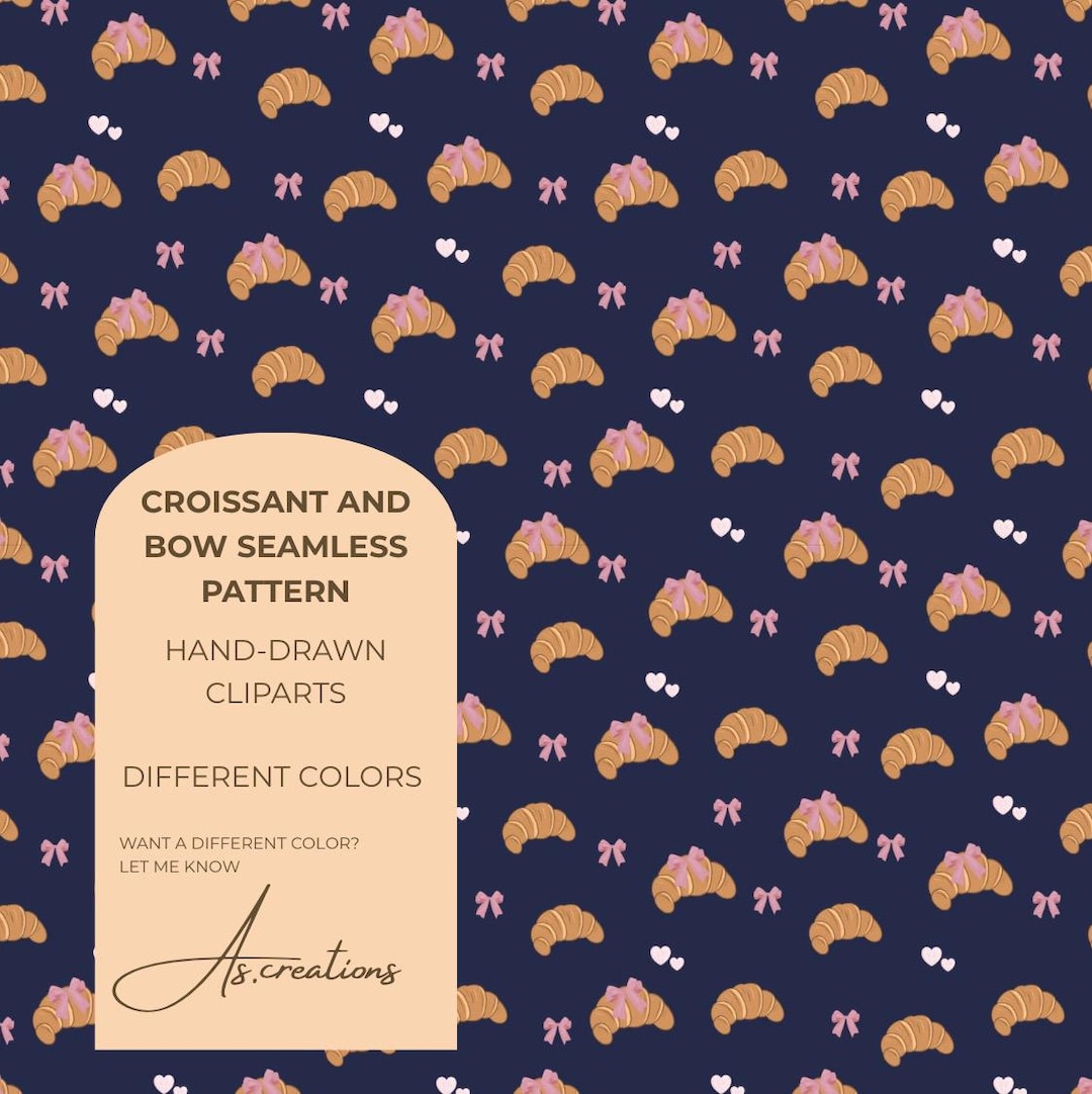Cute Croissants & Bows Seamless Pattern | Cozy Bakery Aesthetic | Pink ...