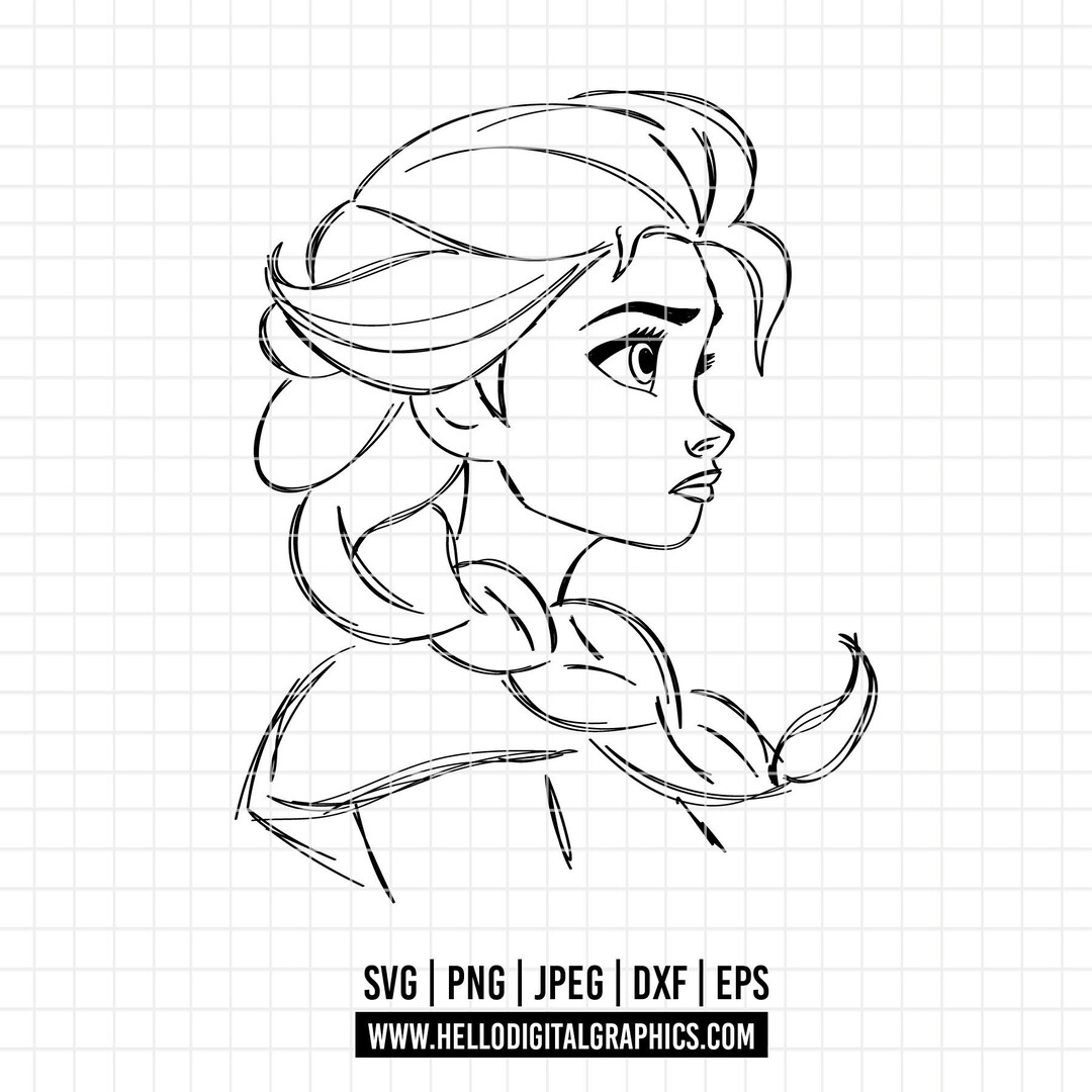 3160 - Princess Elsa, Frozen SVG, EPS, PNG - Disneyy Elsa Sketch ...
