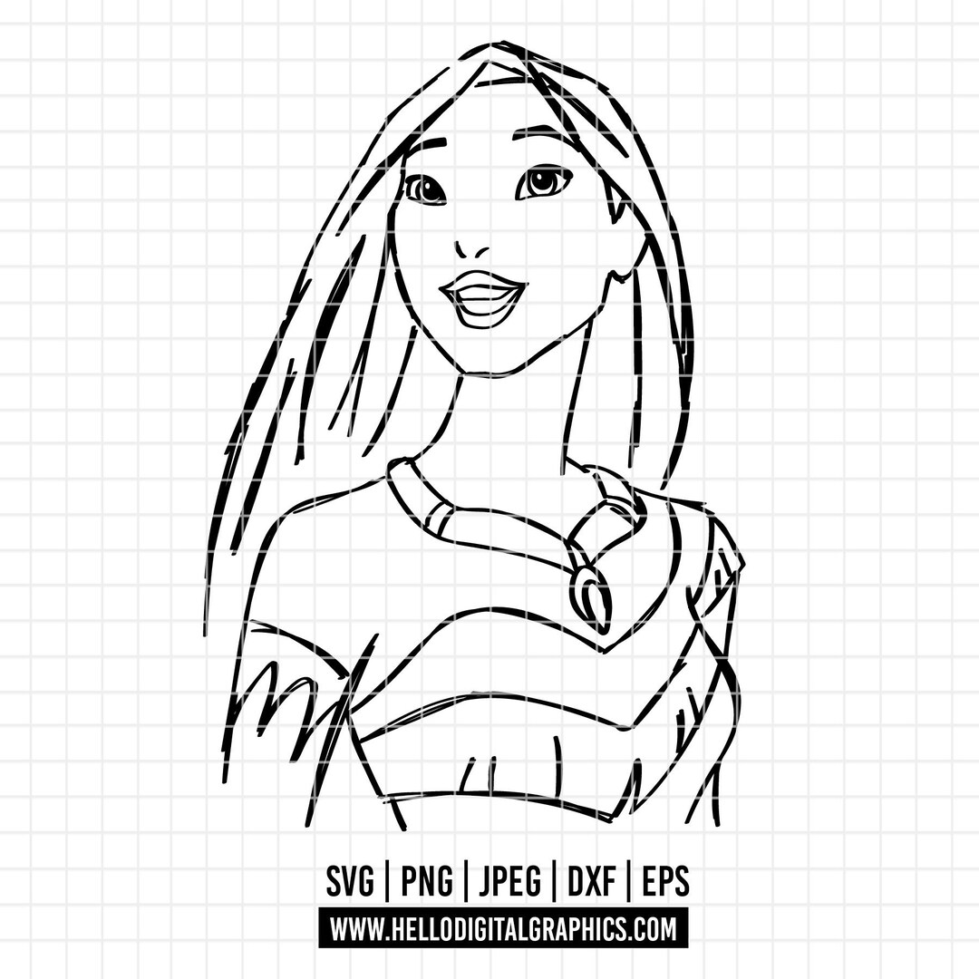 2300 Princess Pocahontas Outline SVG, PNG, EPS Disneyy Princess ...