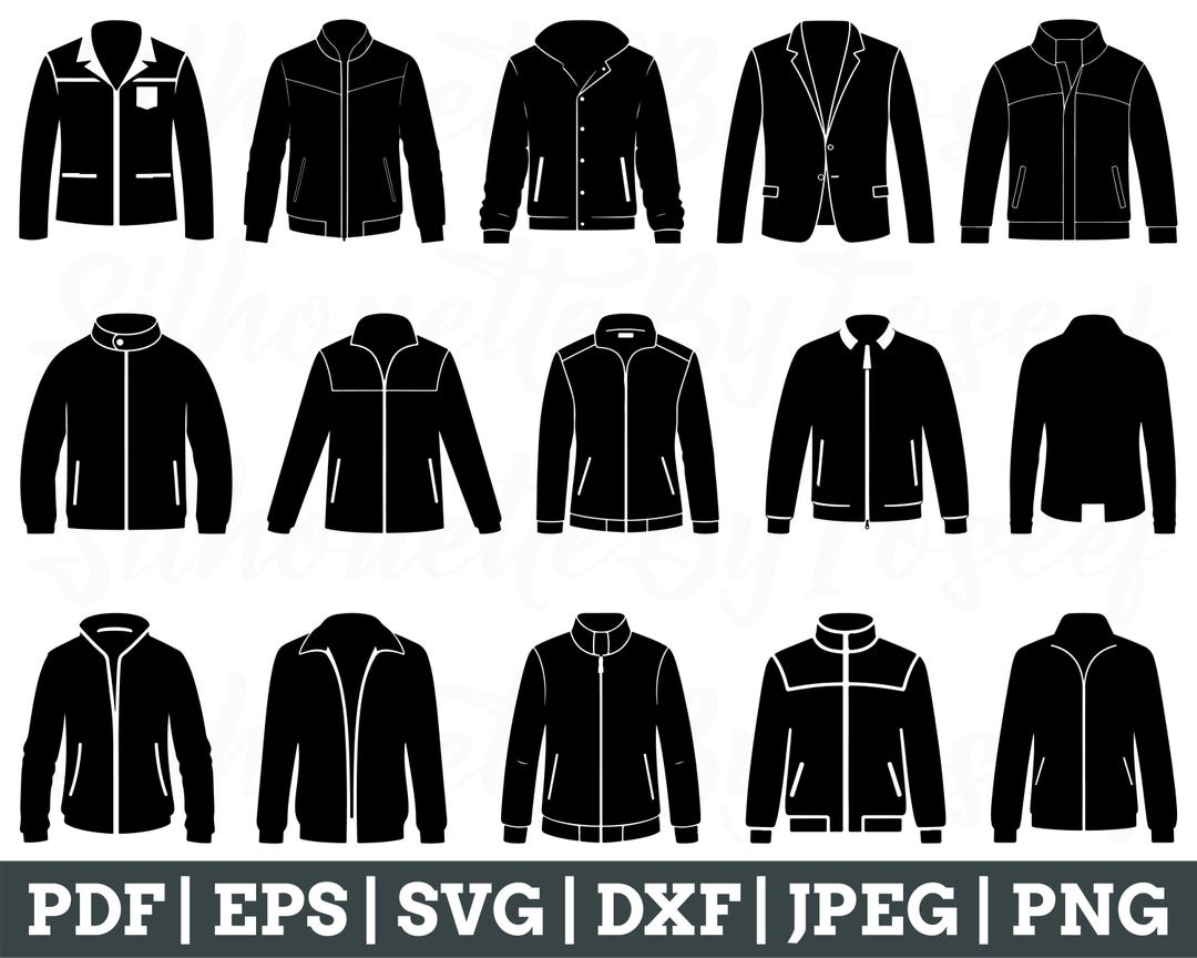 Jackets Svg, Jacket Cut File, Jacket Silhouette, Jacket Dxf, Jpeg, Png ...