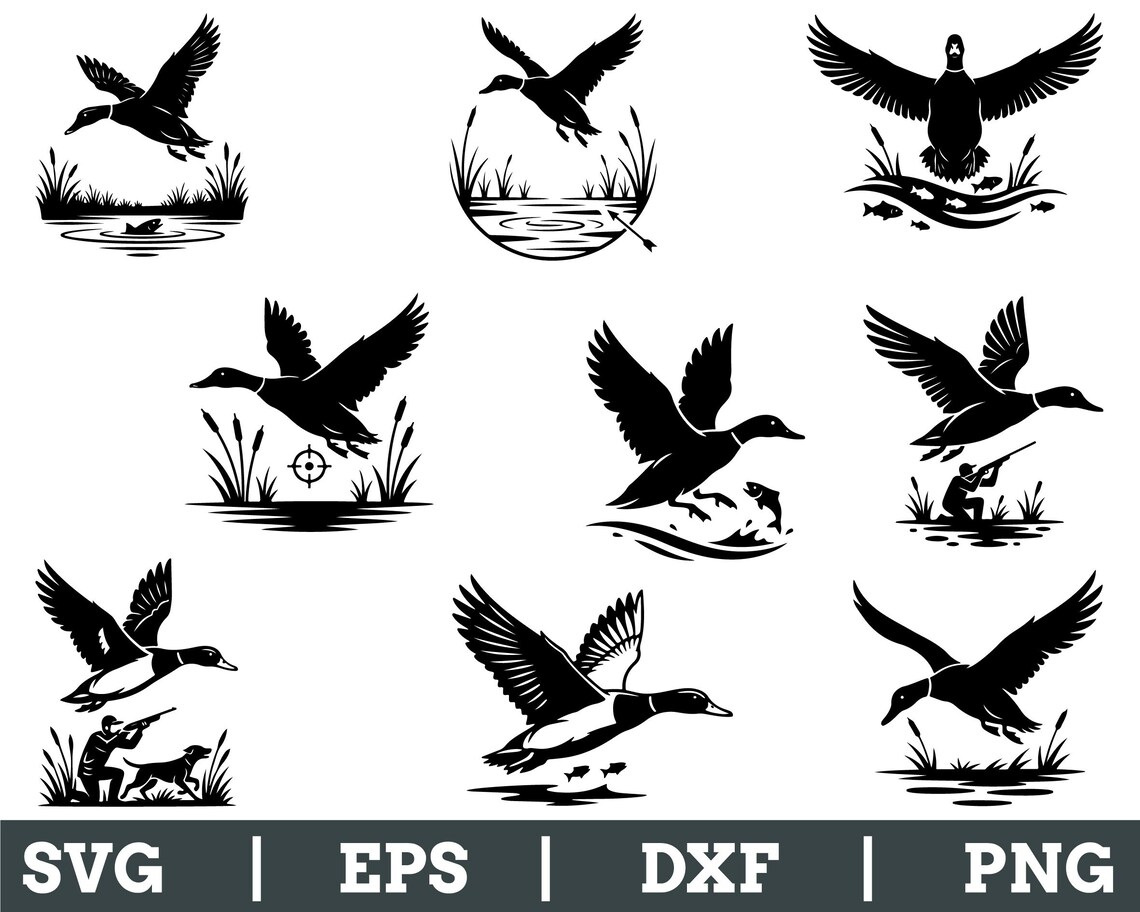Duck Flying on Lake Svg, Dxf, Png - Etsy