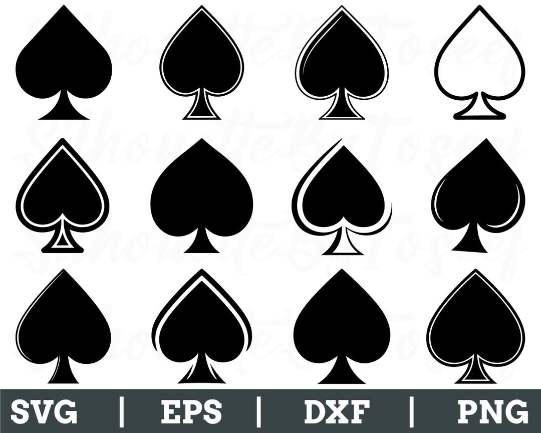 Ace of Spade Svg, Spade Silhouette, Spade Cut File, Spade Vector, Dxf ...