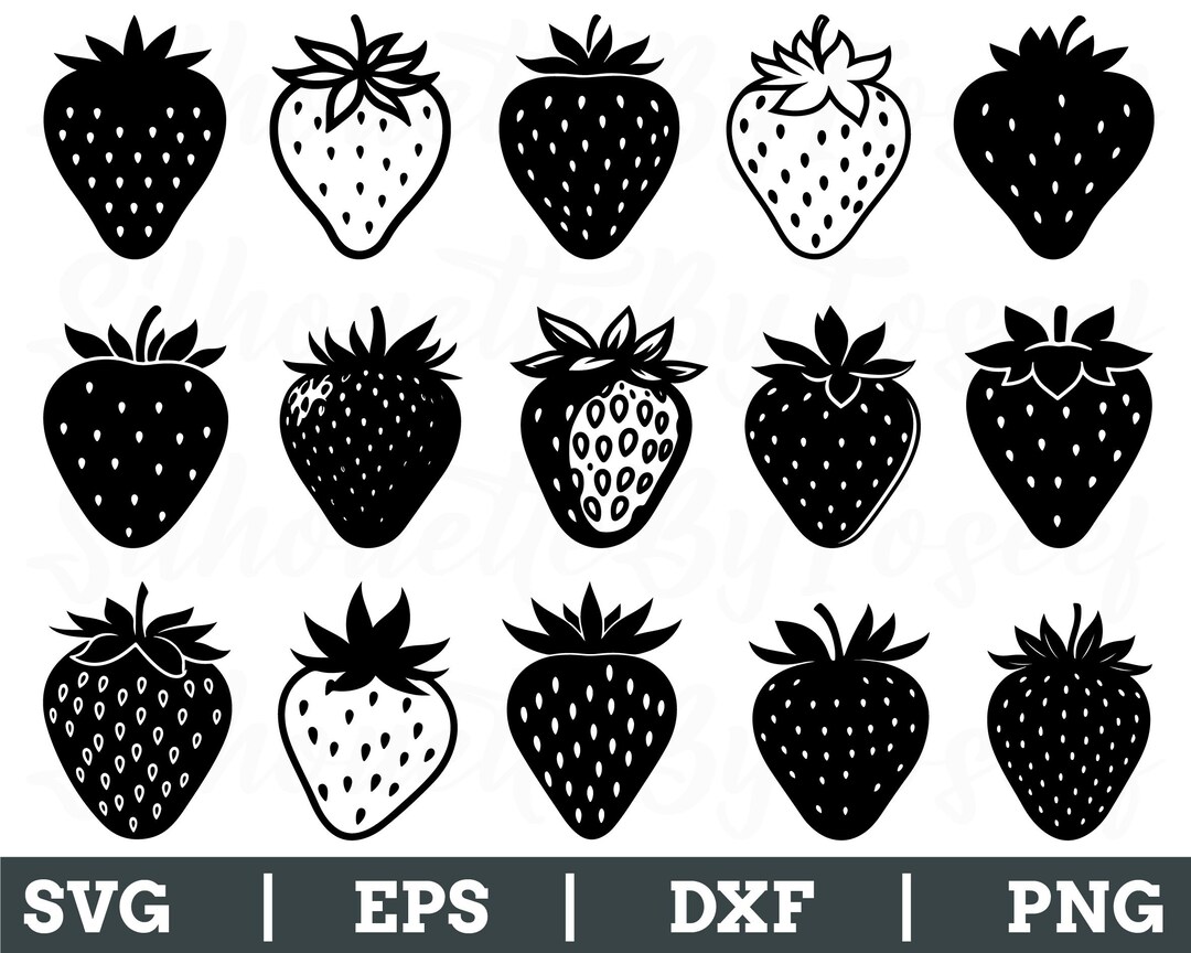 Strawberry Svg, Strawberry Cut File, Strawberry Silhouette, Outlined ...