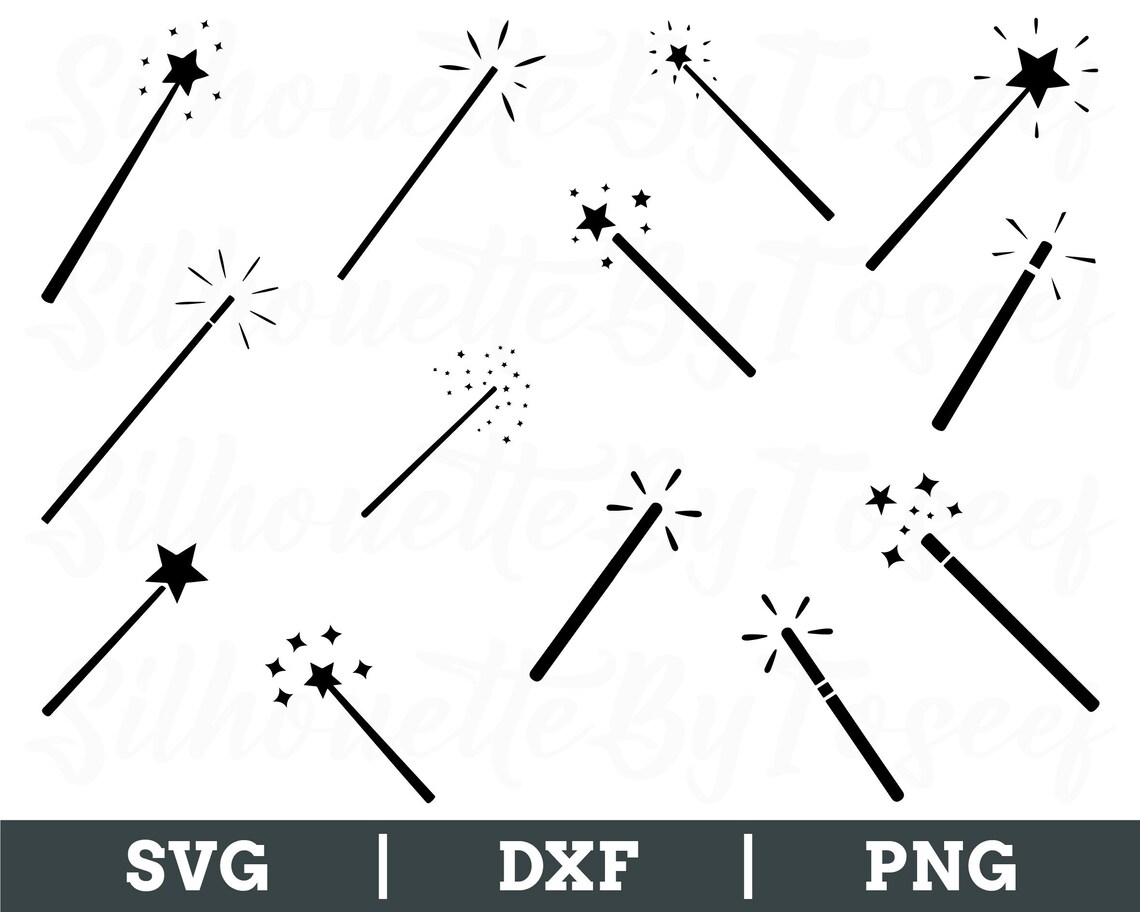 Magic Wand Svg, Magic Wand Silhouette, Magic Wand Cut File, Dxf, Png - Etsy