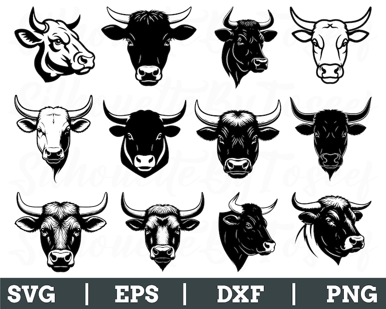 Angus Cow Head Svg, Angus Cow Head Silhouette, Angus Cow Head Vector ...