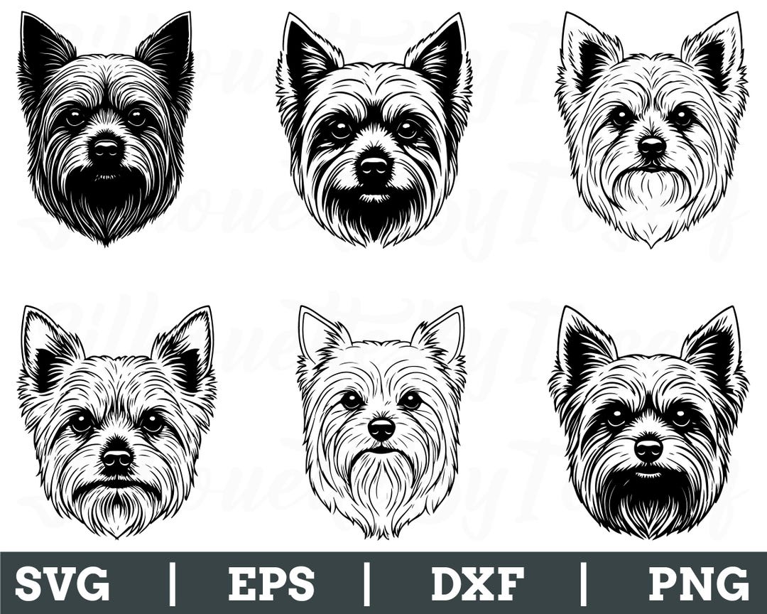 Yorkshire Terrier Dog Face Svg, Yorkshire Terrier Dog Silhouette, Dxf ...