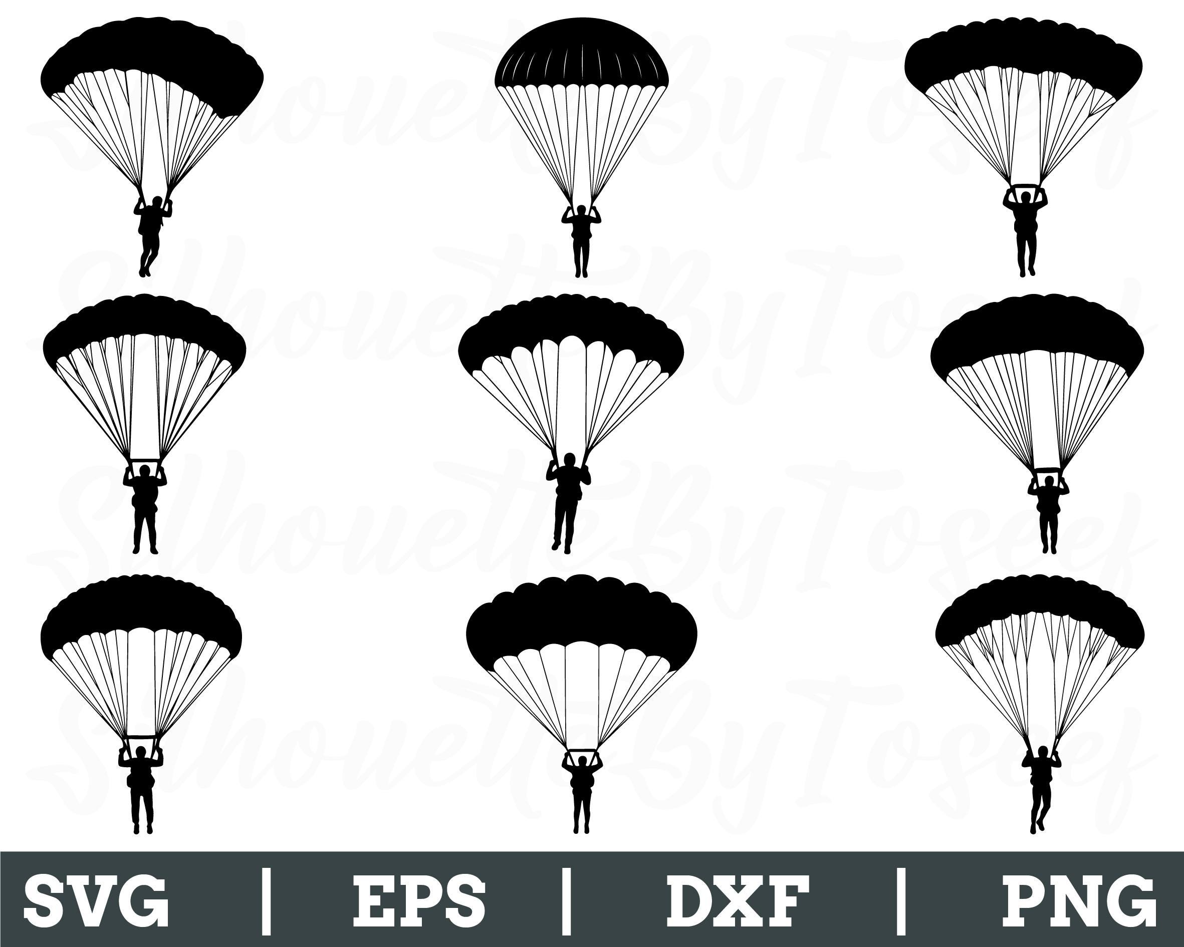 Parachute Svg, Parachute Silhouette, Parachute Vector, Parachute Dxf ...