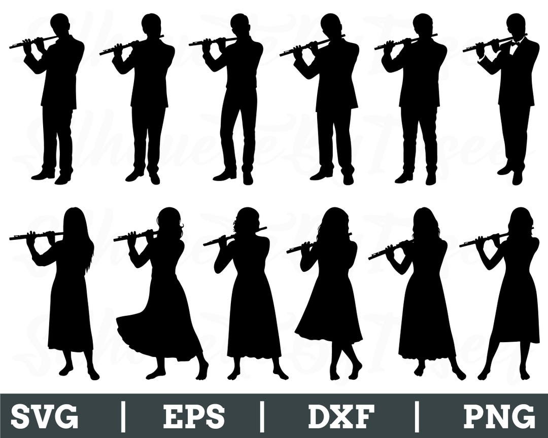 Flute Player Svg, Flute Player Silhouette, Female Flute Player Vector ...