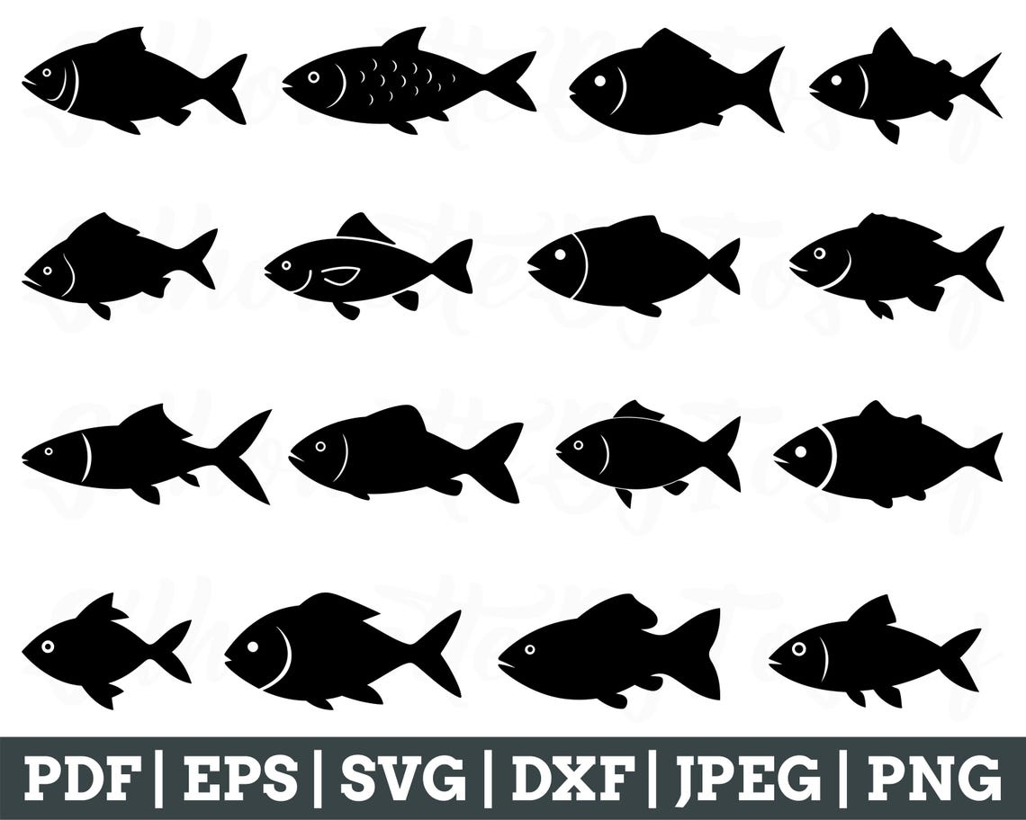 Simple Fish Svg, Fish Cut File, Fishes Silhouette, Fish Cut File, Fish ...