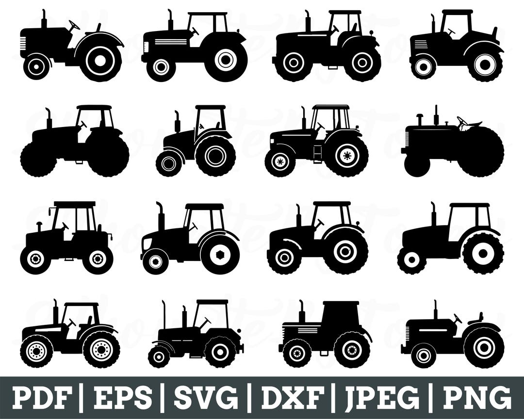 Tractor Svg, Tractors Silhouette, Tractors Cut File, Tractors Vector ...
