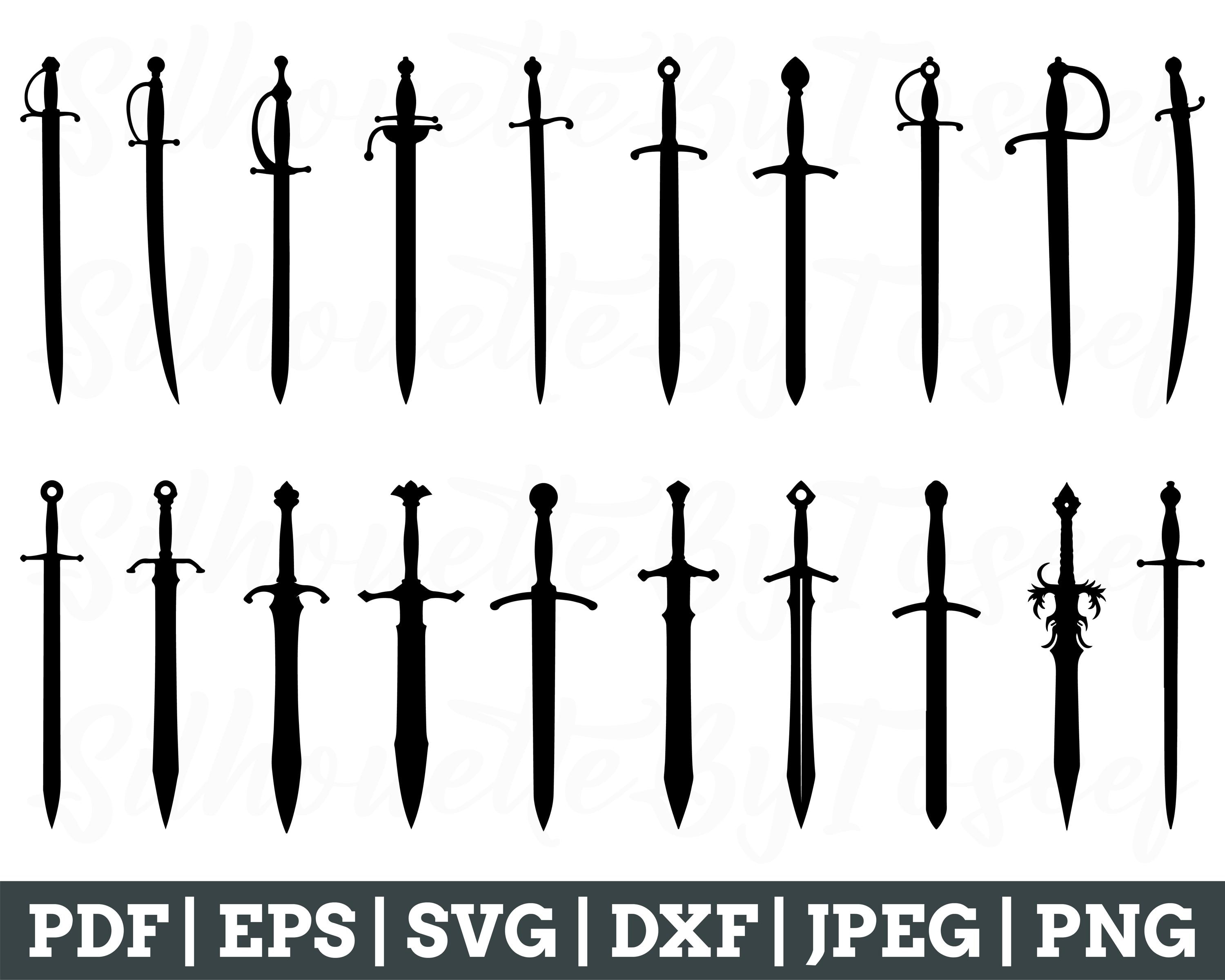 Swords Svg, Sword Silhouette, Sword Cut File, Sword Vector, Sword ...
