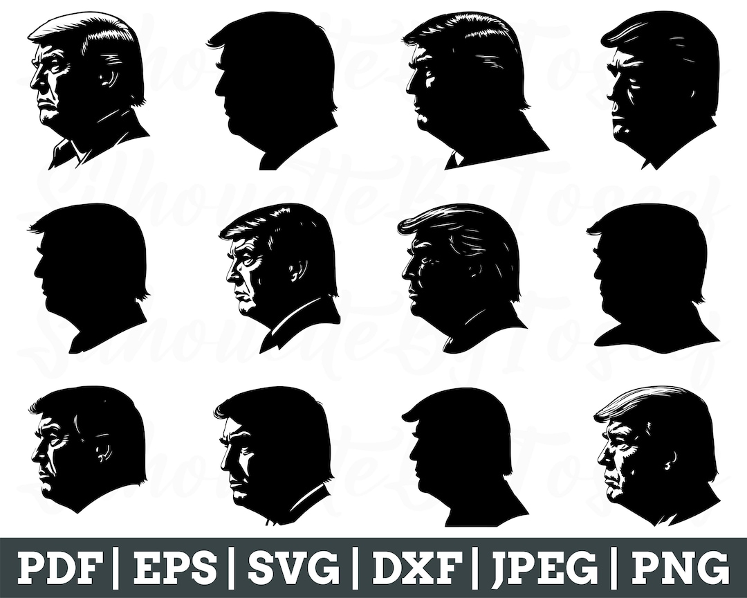 Trump Face Svg, Trump Cut File, President Trump, Trump Head Profile ...