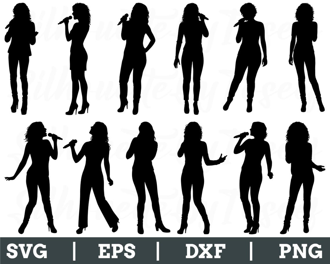 Female Singer Svg, Female Singer Silhouette, Singer Cut File, Singer ...