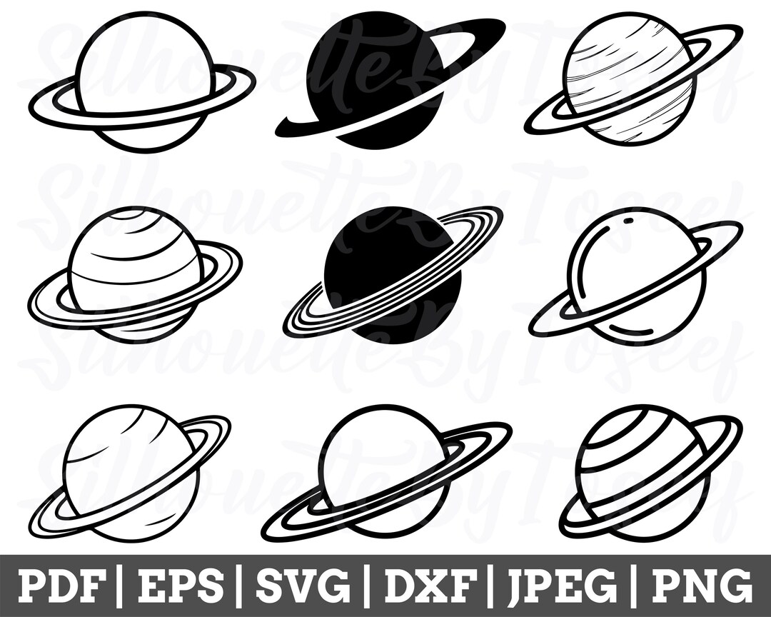 Saturn Svg, Saturn Silhouette, Saturn Cut File, Saturn Vector, Saturn ...