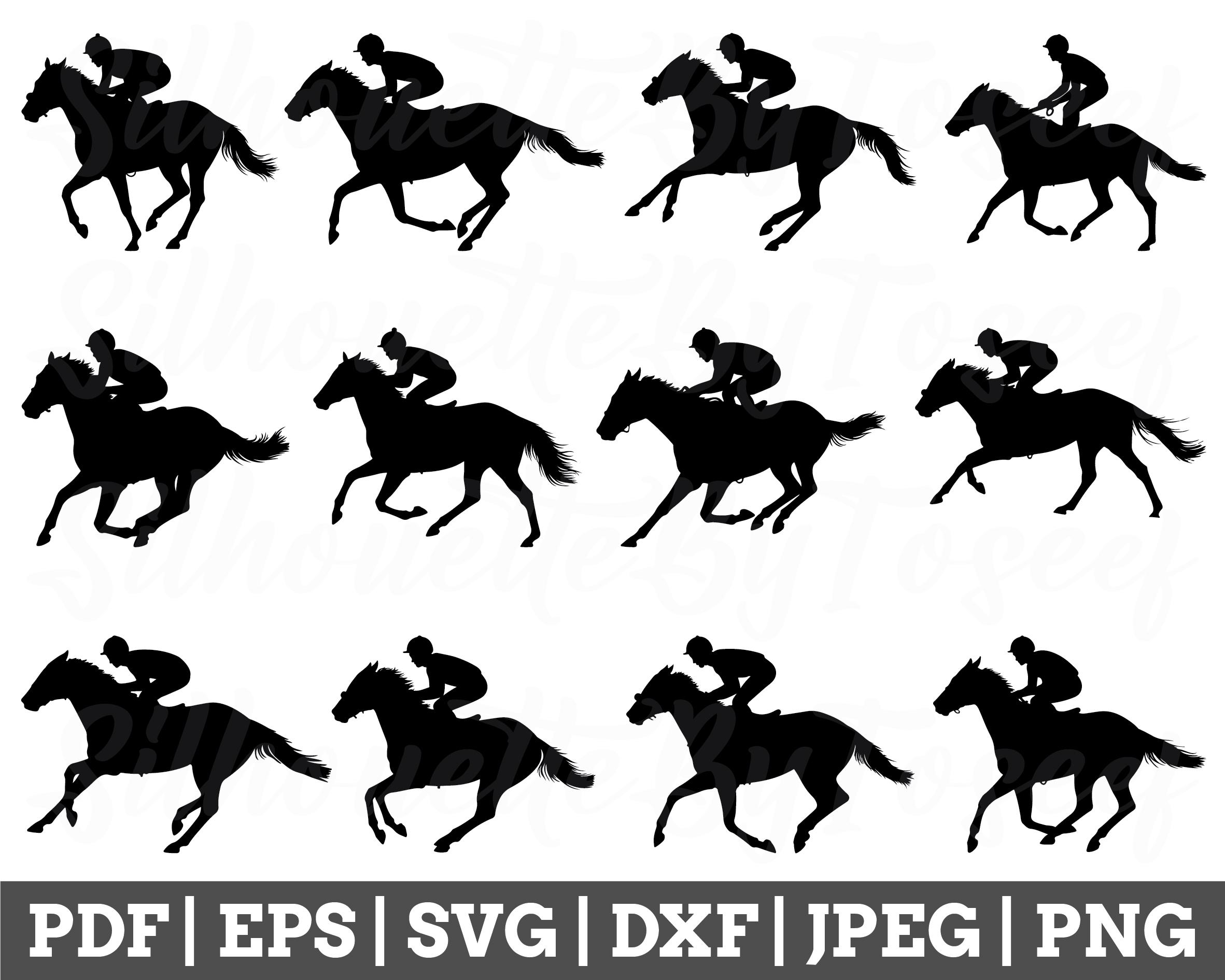 Horse Jockey Svg, Horse Jockey Cut File, Horse Racing Silhouette, Jpeg ...