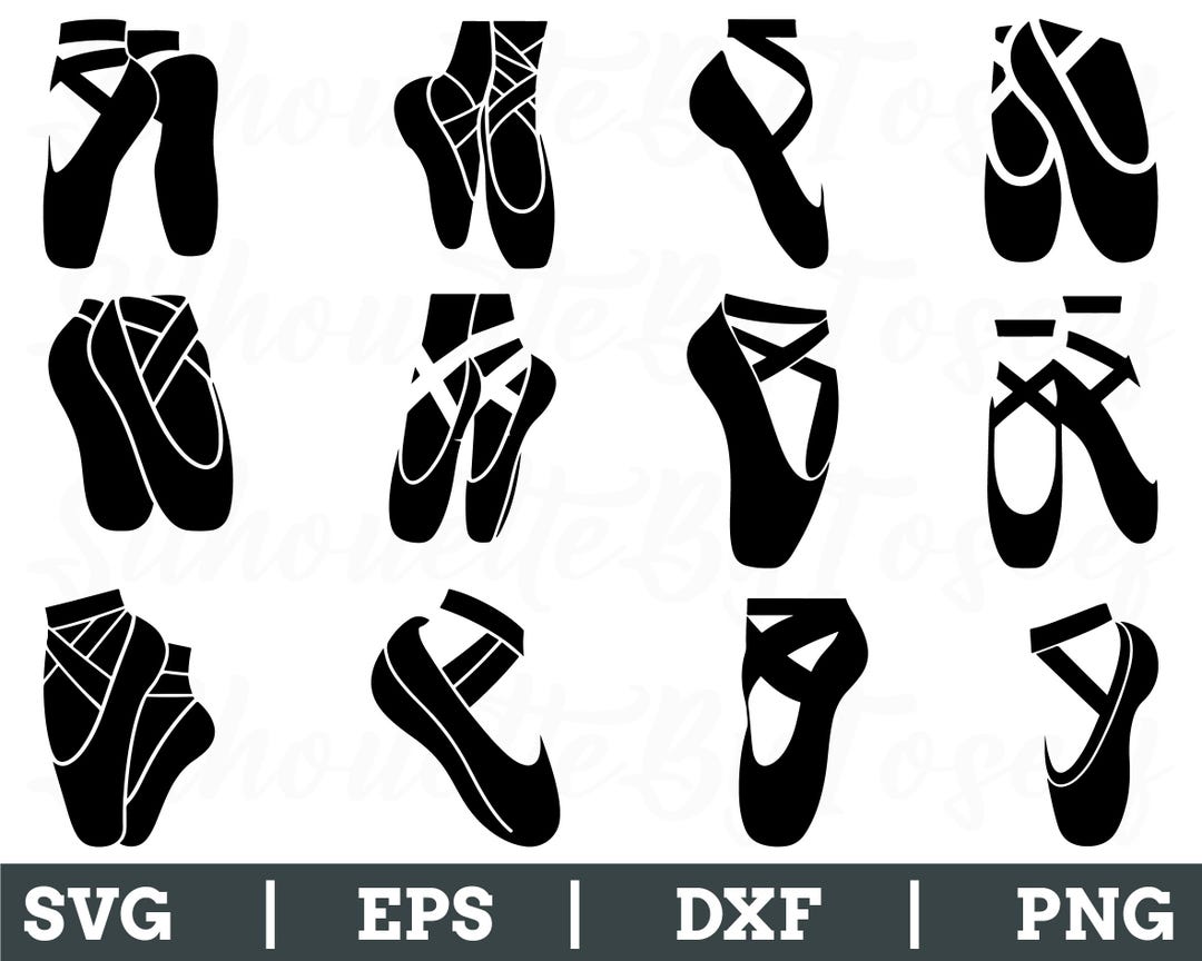 Ballet Slippers Svg, Ballet Slipper Cut File, Slippers Silhouette ...