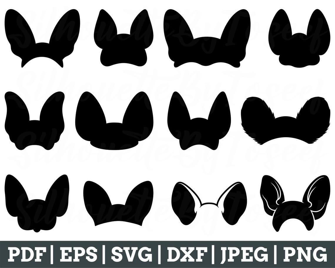 Cartoon Dog Ear Svg, Dog Ear Cut File, Dog Ear Silhouette, Dog Ear ...