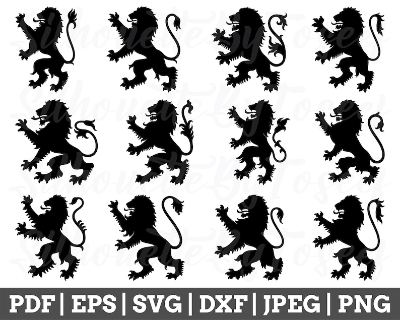 Heraldic Lion Svg, Heraldic Lion Cut File, Heraldic Lion Silhouette ...