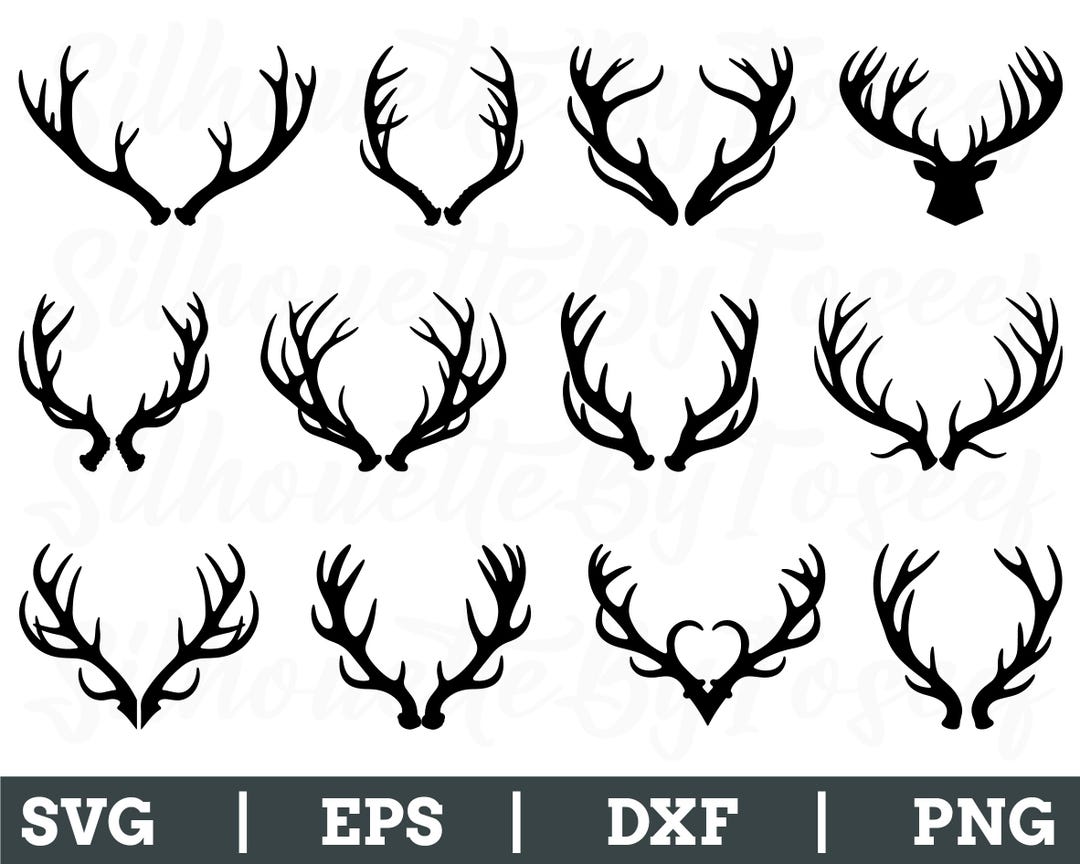 Deer Antler Svg, Deer Antler Silhouette, Deer Antler Cut File, Dxf, Png ...