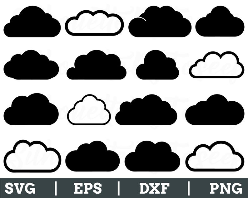Clouds Svg, Clouds Cut File, Clouds Vector, Cloud Icon Dxf, Png - Etsy ...