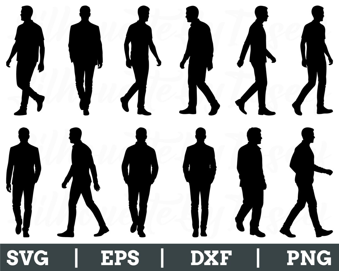 Man Walking Svg, Man Walking Silhouette, Man Walking Cut File, Dxf, Png ...