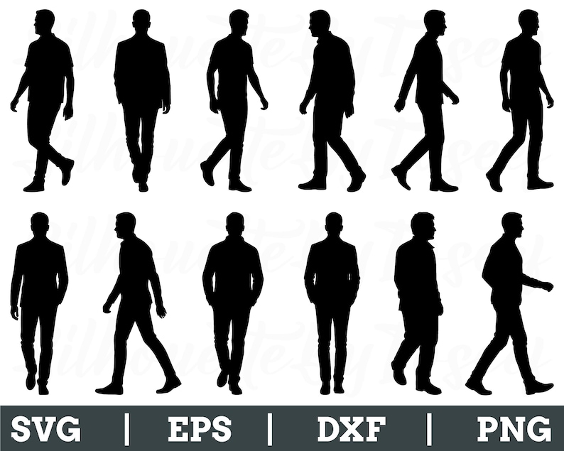 Man Walking Svg, Man Walking Silhouette, Man Walking Cut File, Dxf, Png ...