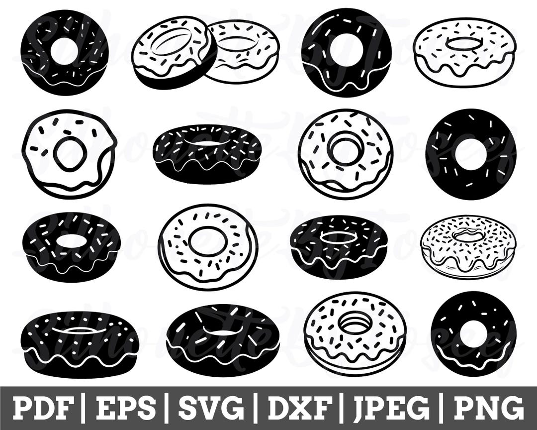 Donut Svg, Donut Cut File, Donut Silhouette, Donut Cricut, Donut Vector ...