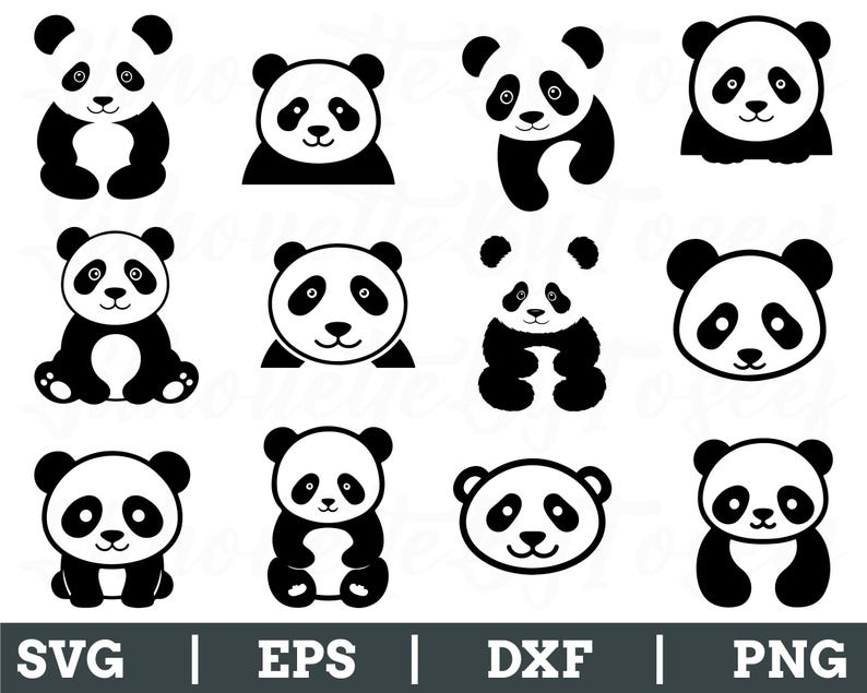 Cute Panda Svg, Panda Head Vector, Panda Cut File, Panda Dxf, Png - Etsy