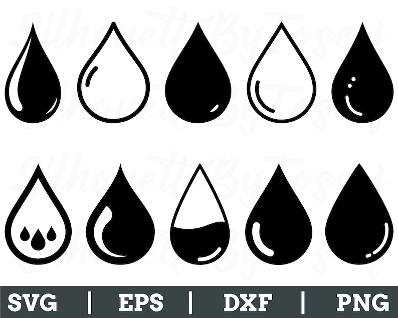 Water Drop Svg, Water Drops Silhouette, Water Drop Vector, Dxf, Png - Etsy