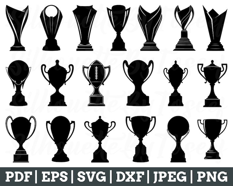 Trophies Svg, Trophy Cut File, Trophy Vector, Soccer Trophy Silhouette ...