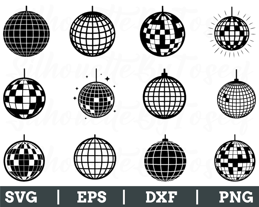 Disco Balls Svg, Disco Ball Silhouette, Disco Ball Vector, Disco Ball ...