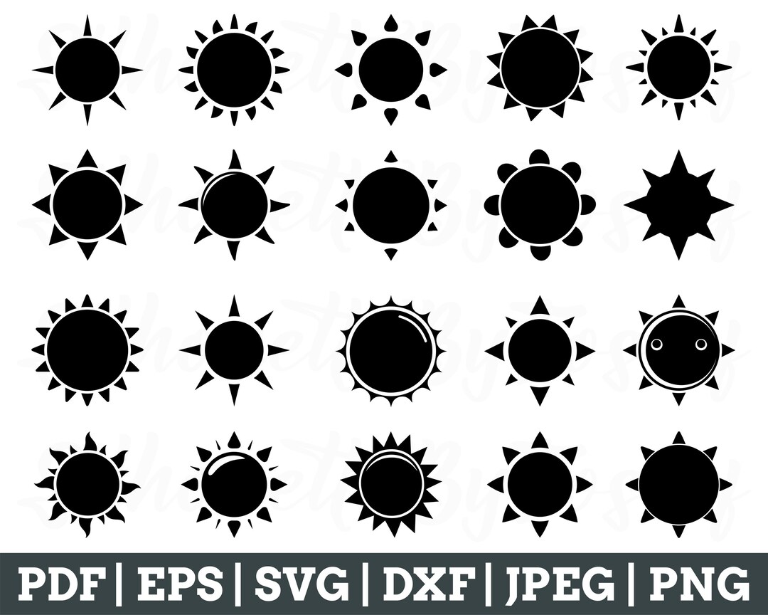 Sun Svg, Sun Silhouette, Sun Cut File, Sun Vector, Sun Cricut, Jpeg ...