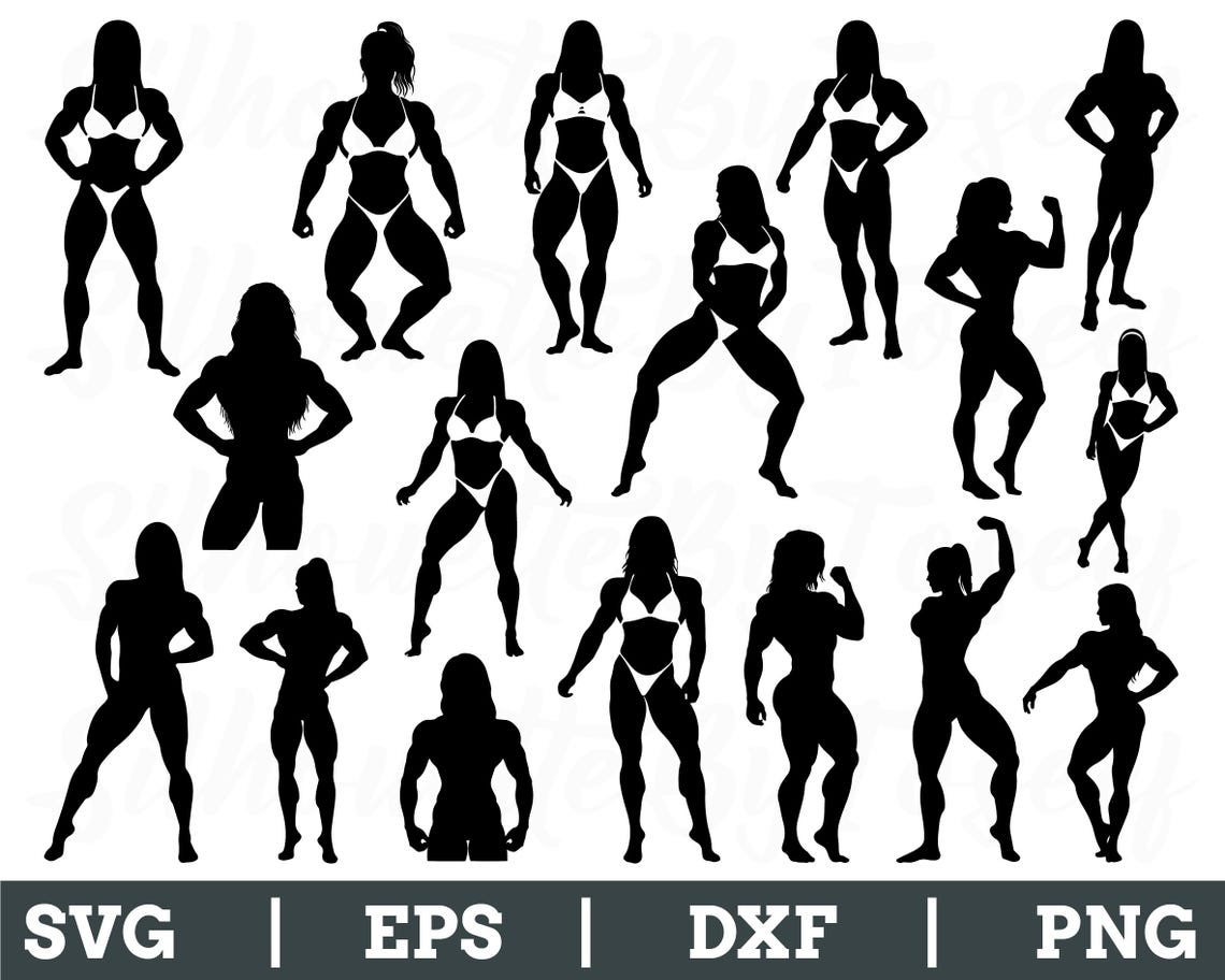 Female Bodybuilder Svg, Female Bodybuilder Silhouette, Bodybuilder ...